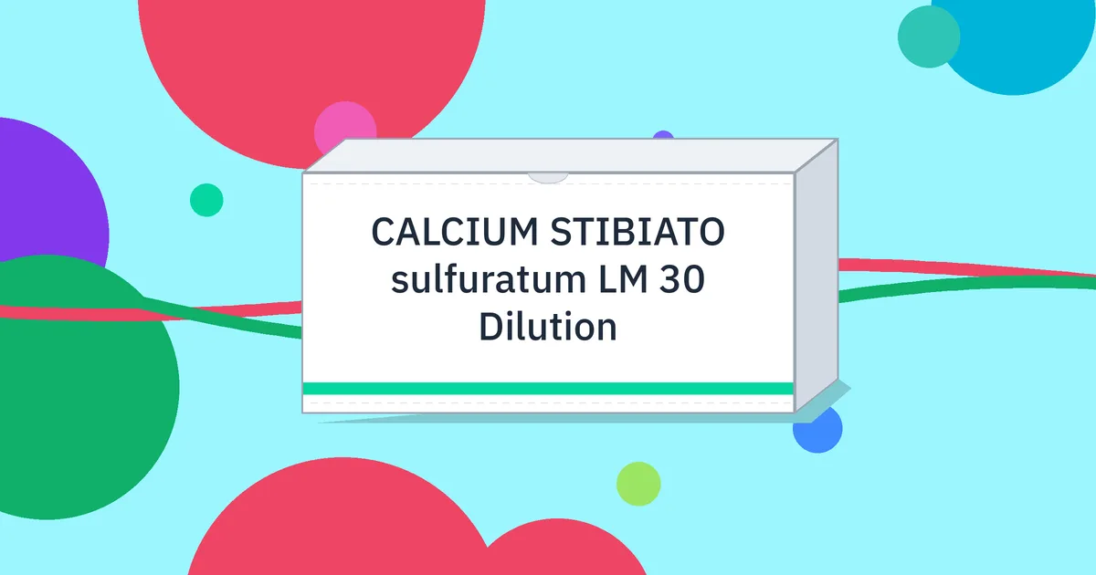 Symbolbild: Packung mit der Aufschrift CALCIUM STIBIATO sulfuratum LM 30 Dilution (PZN 12806754) – Verfügbarkeit und Bezug in Apotheken in Frankfurt am Main