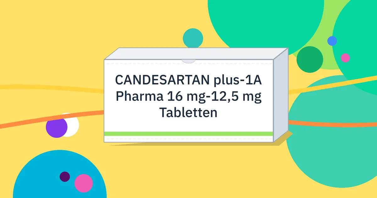 Symbolbild: Packung mit der Aufschrift CANDESARTAN plus-1A Pharma 16 mg-12,5 mg Tabletten (PZN 09519873) – Verfügbarkeit und Bezug in Apotheken in Frankfurt am Main