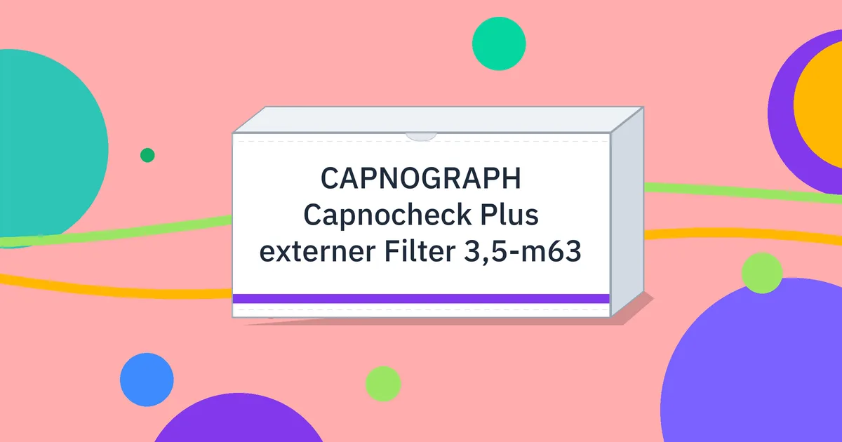 Symbolbild: Packung mit der Aufschrift CAPNOGRAPH Capnocheck Plus externer Filter 3,5-m63 (PZN 07526840) – Verfügbarkeit und Bezug in Apotheken in Frankfurt am Main