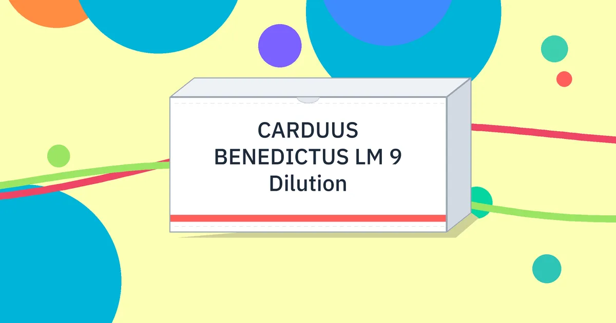 Symbolbild: Packung mit der Aufschrift CARDUUS BENEDICTUS LM 9 Dilution (PZN 13430050) – Verfügbarkeit und Bezug in Apotheken in Frankfurt am Main
