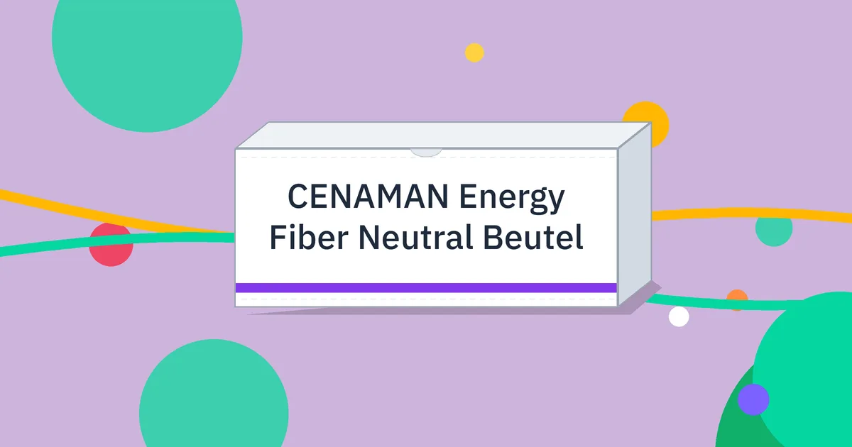 Symbolbild: Packung mit der Aufschrift CENAMAN Energy Fiber Neutral Beutel (PZN 13710878) – Verfügbarkeit und Bezug in Apotheken in Frankfurt am Main