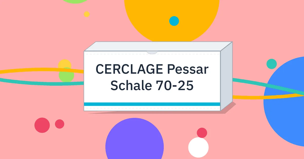 Symbolbild: Packung mit der Aufschrift CERCLAGE Pessar Schale 70-25 (PZN 04570378) – Verfügbarkeit und Bezug in Apotheken in Frankfurt am Main