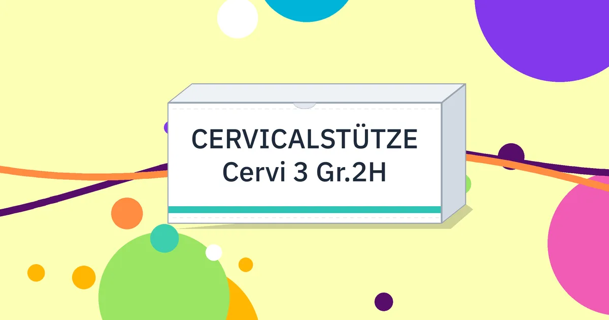 Symbolbild: Packung mit der Aufschrift CERVICALSTÜTZE Cervi 3 Gr.2H (PZN 05043557) – Verfügbarkeit und Bezug in Apotheken in Frankfurt am Main