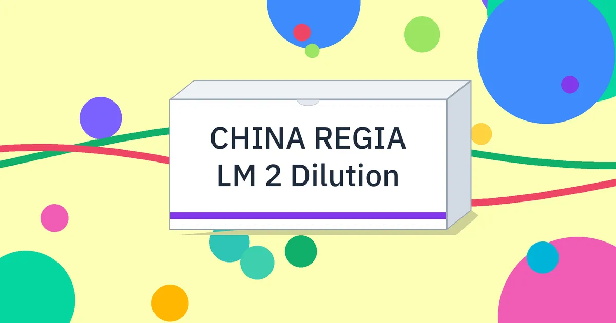 Symbolbild: Packung mit der Aufschrift CHINA REGIA LM 2 Dilution (PZN 12814133) – Verfügbarkeit und Bezug in Apotheken in Frankfurt am Main