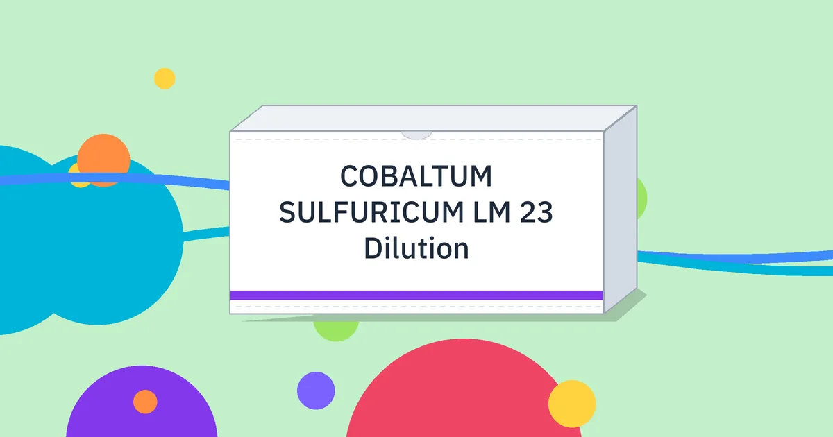Symbolbild: Packung mit der Aufschrift COBALTUM SULFURICUM LM 23 Dilution (PZN 12824640) – Verfügbarkeit und Bezug in Apotheken in Frankfurt am Main
