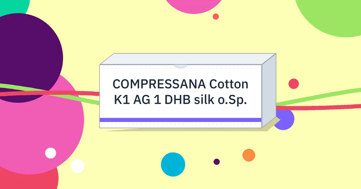 Symbolbild: Packung mit der Aufschrift COMPRESSANA Cotton K1 AG 1 DHB silk o.Sp. (PZN 11392813) – Verfügbarkeit und Bezug in Apotheken in Frankfurt am Main