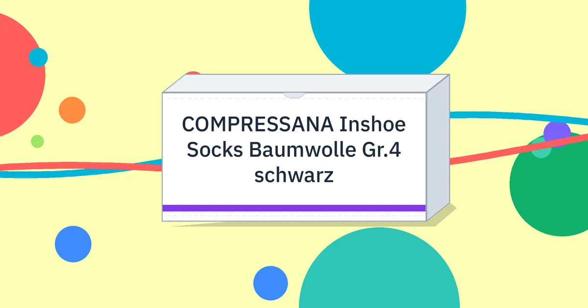 Symbolbild: Packung mit der Aufschrift COMPRESSANA Inshoe Socks Baumwolle Gr.4 schwarz (PZN 07217518) – Verfügbarkeit und Bezug in Apotheken in Frankfurt am Main