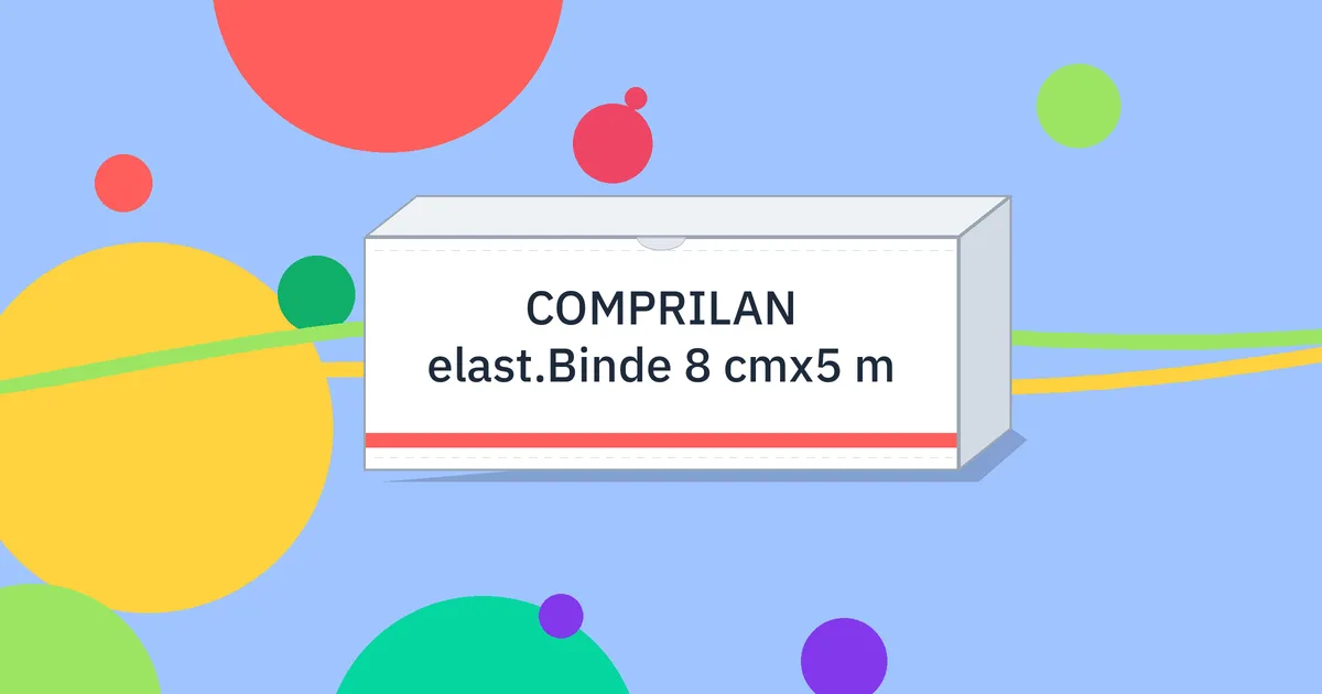 Symbolbild: Packung mit der Aufschrift COMPRILAN elast.Binde 8 cmx5 m (PZN 15886966) – Verfügbarkeit und Bezug in Apotheken in Frankfurt am Main
