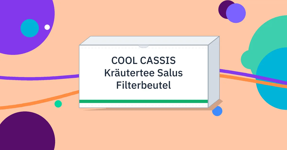 Symbolbild: Packung mit der Aufschrift COOL CASSIS Kräutertee Salus Filterbeutel (PZN 09002265) – Verfügbarkeit und Bezug in Apotheken in Frankfurt am Main