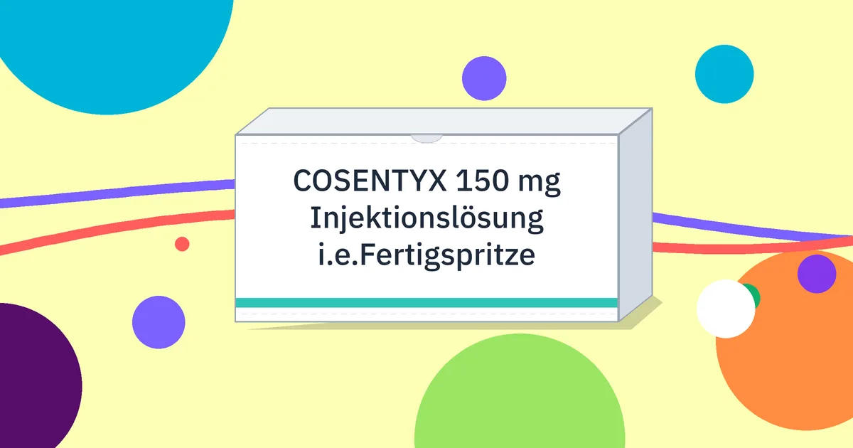Symbolbild: Packung mit der Aufschrift COSENTYX 150 mg Injektionslösung i.e.Fertigspritze (PZN 13836125) – Verfügbarkeit und Bezug in Apotheken in Frankfurt am Main