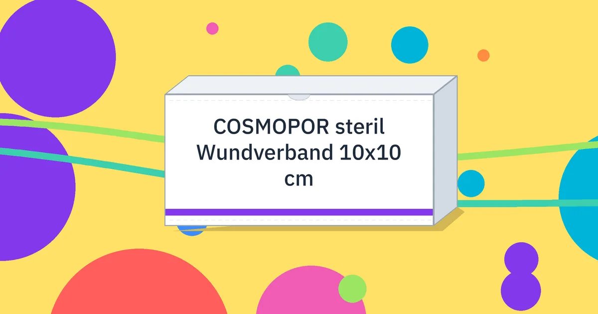 Symbolbild: Packung mit der Aufschrift COSMOPOR steril Wundverband 10x10 cm (PZN 18351800) – Verfügbarkeit und Bezug in Apotheken in Frankfurt am Main