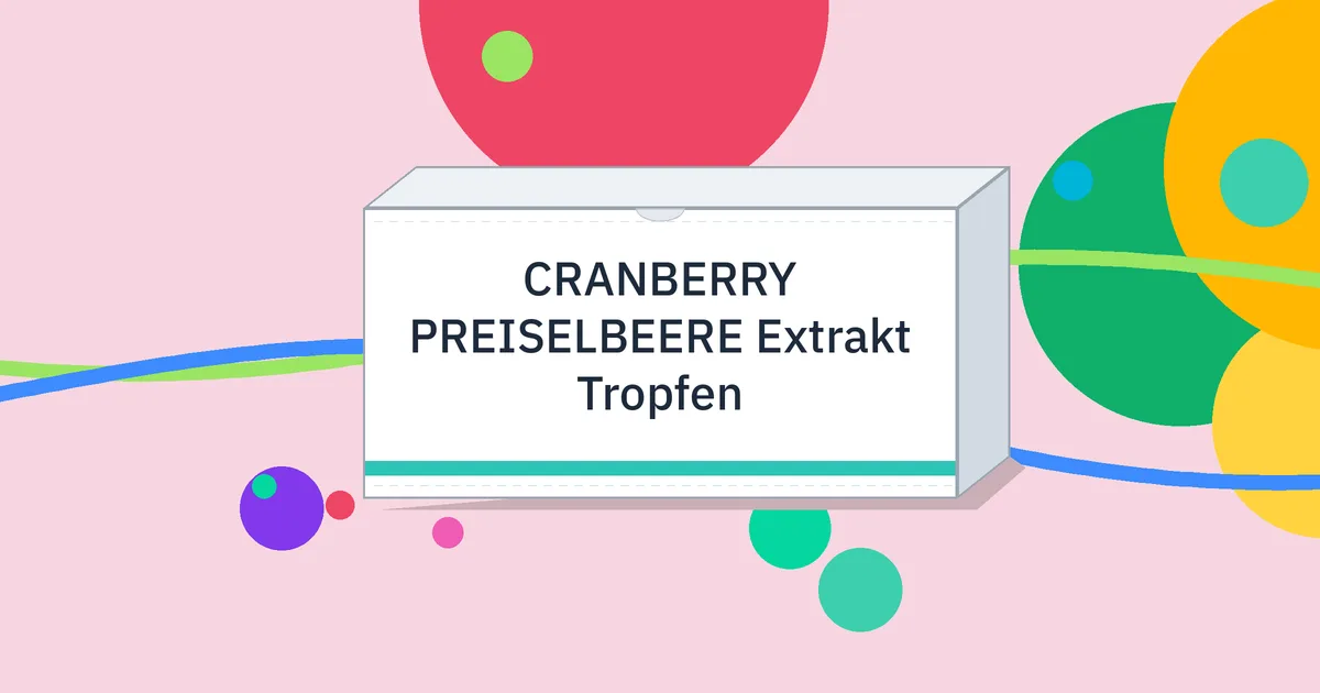 Symbolbild: Packung mit der Aufschrift CRANBERRY PREISELBEERE Extrakt Tropfen (PZN 20211029) – Verfügbarkeit und Bezug in Apotheken in Frankfurt am Main