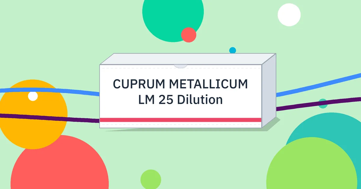 Symbolbild: Packung mit der Aufschrift CUPRUM METALLICUM LM 25 Dilution (PZN 12838292) – Verfügbarkeit und Bezug in Apotheken in Frankfurt am Main
