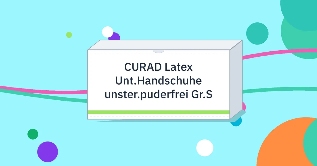 Symbolbild: Packung mit der Aufschrift CURAD Latex Unt.Handschuhe unster.puderfrei Gr.S (PZN 13352054) – Verfügbarkeit und Bezug in Apotheken in Frankfurt am Main