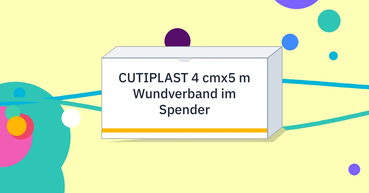 Symbolbild: Packung mit der Aufschrift CUTIPLAST 4 cmx5 m Wundverband im Spender (PZN 02033015) – Verfügbarkeit und Bezug in Apotheken in Frankfurt am Main