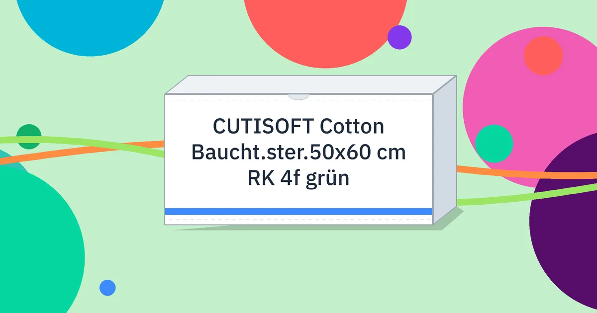 Symbolbild: Packung mit der Aufschrift CUTISOFT Cotton Baucht.ster.50x60 cm RK 4f grün (PZN 03902772) – Verfügbarkeit und Bezug in Apotheken in Frankfurt am Main