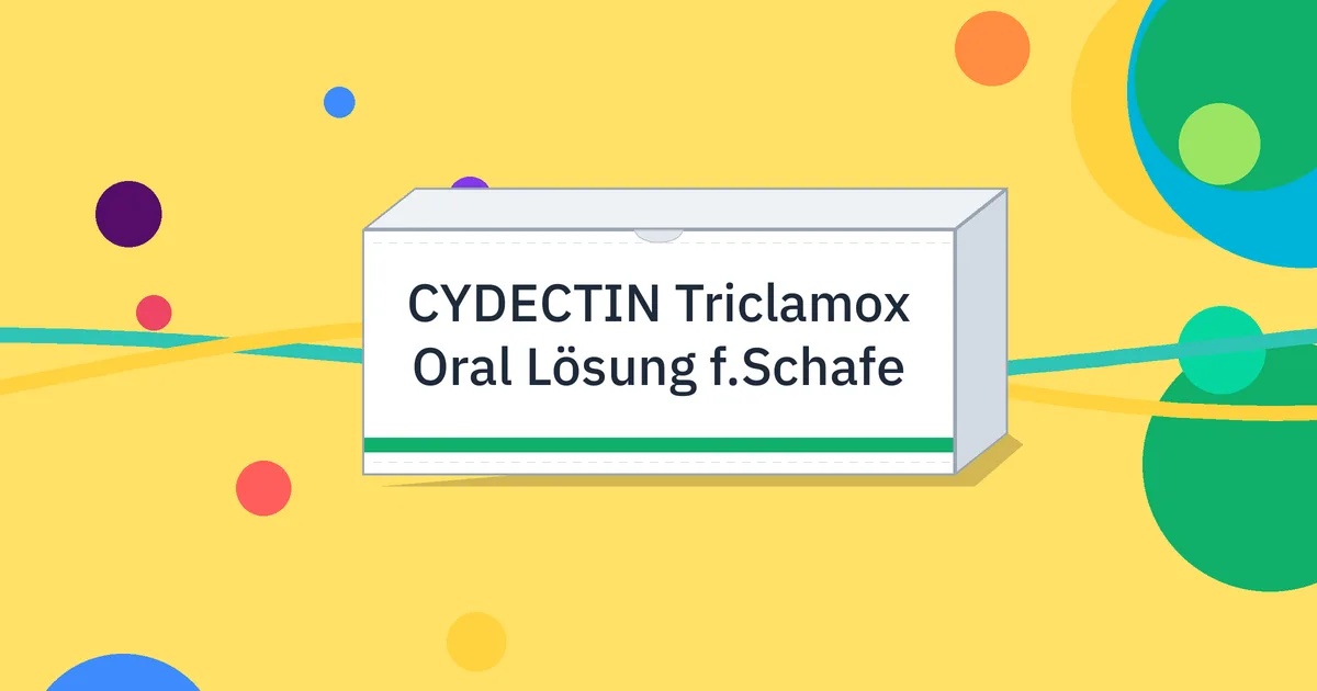 Symbolbild: Packung mit der Aufschrift CYDECTIN Triclamox Oral Lösung f.Schafe (PZN 07726987) – Verfügbarkeit und Bezug in Apotheken in Frankfurt am Main