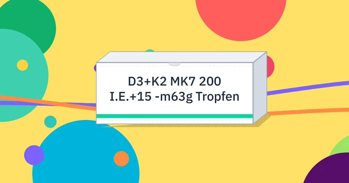 Symbolbild: Packung mit der Aufschrift D3+K2 MK7 200 I.E.+15 -m63g Tropfen (PZN 17312821) – Verfügbarkeit und Bezug in Apotheken in Frankfurt am Main