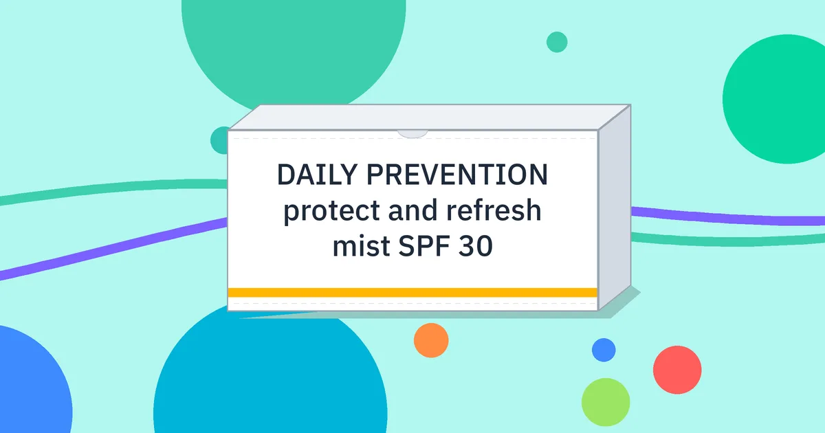 Symbolbild: Packung mit der Aufschrift DAILY PREVENTION protect and refresh mist SPF 30 (PZN 19384523) – Verfügbarkeit und Bezug in Apotheken in Frankfurt am Main