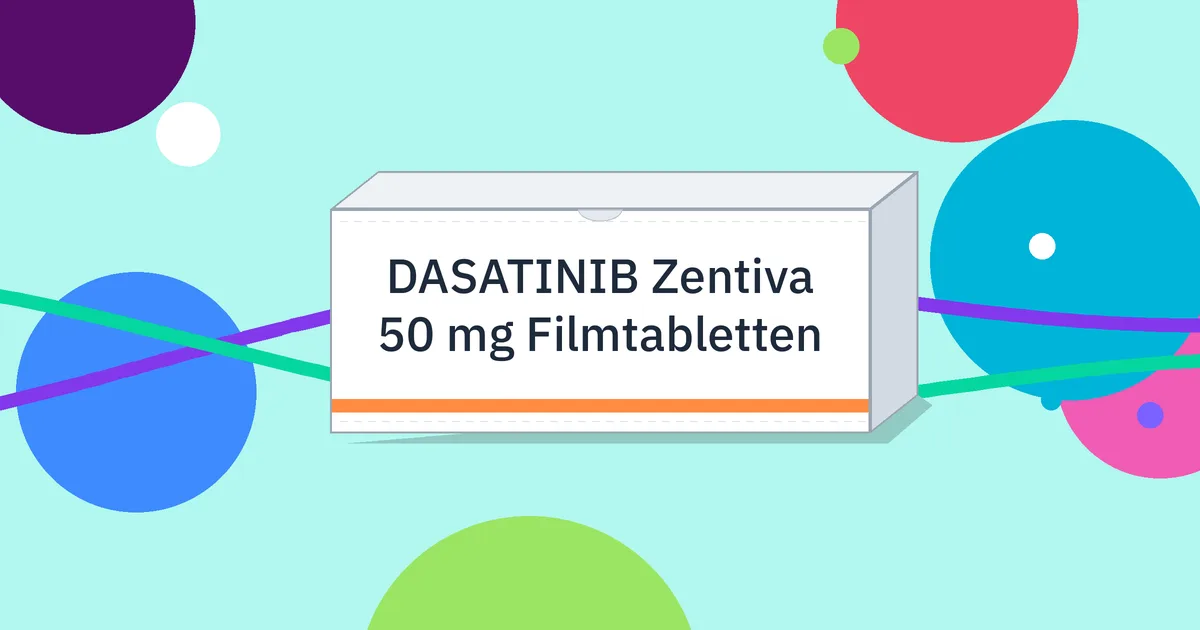 Symbolbild: Packung mit der Aufschrift DASATINIB Zentiva 50 mg Filmtabletten (PZN 15592041) – Verfügbarkeit und Bezug in Apotheken in Frankfurt am Main