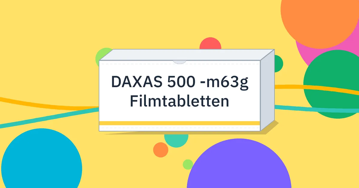 Symbolbild: Packung mit der Aufschrift DAXAS 500 -m63g Filmtabletten (PZN 07776790) – Verfügbarkeit und Bezug in Apotheken in Frankfurt am Main