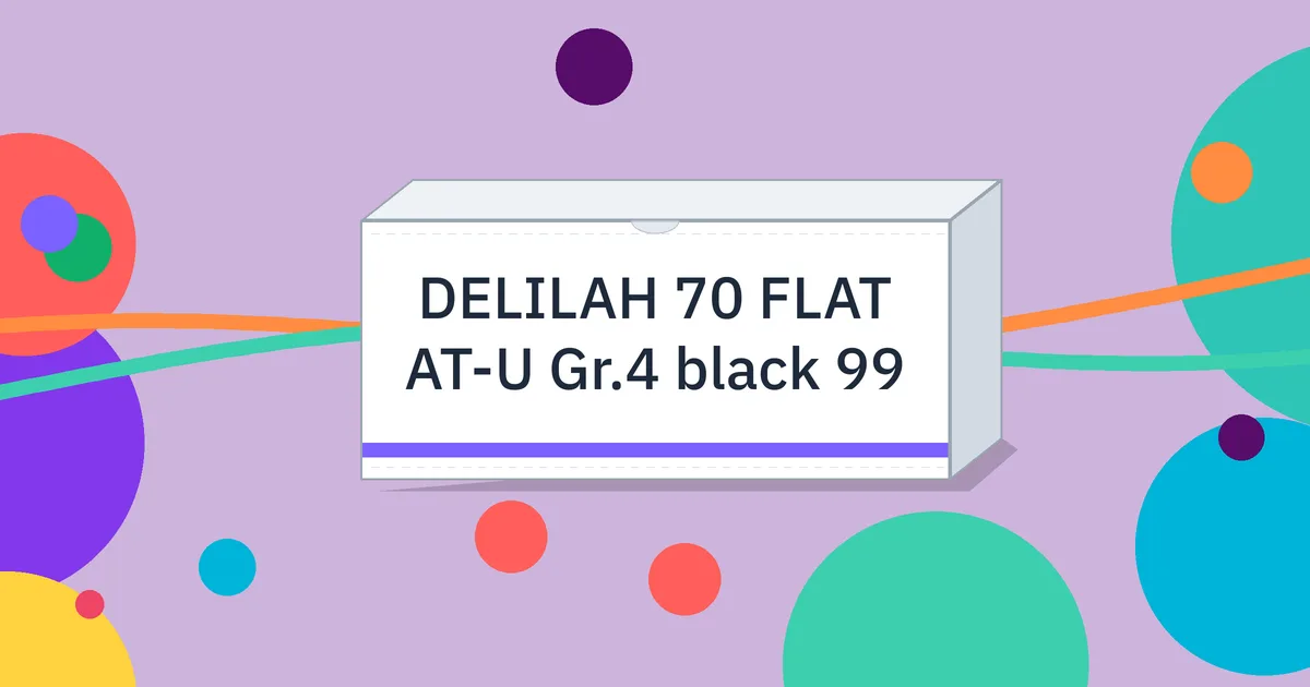 Symbolbild: Packung mit der Aufschrift DELILAH 70 FLAT AT-U Gr.4 black 99 (PZN 13849062) – Verfügbarkeit und Bezug in Apotheken in Frankfurt am Main