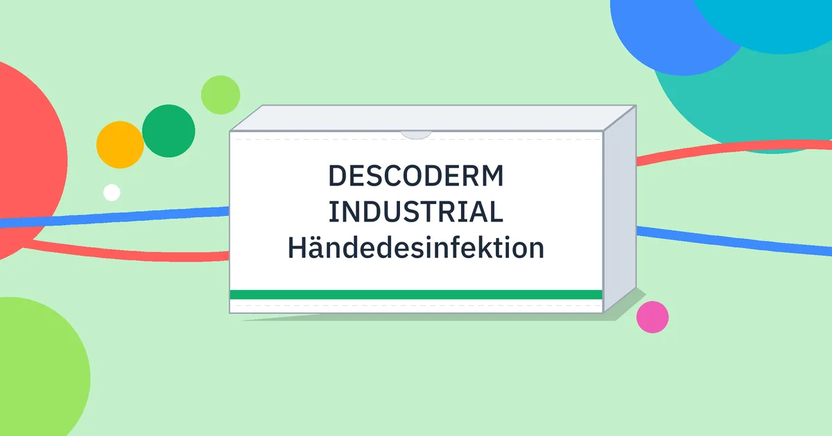 Symbolbild: Packung mit der Aufschrift DESCODERM INDUSTRIAL Händedesinfektion (PZN 15869092) – Verfügbarkeit und Bezug in Apotheken in Frankfurt am Main