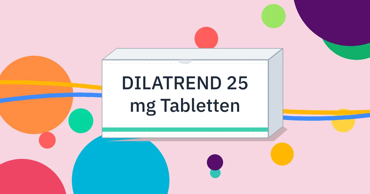 Symbolbild: Packung mit der Aufschrift DILATREND 25 mg Tabletten (PZN 10066017) – Verfügbarkeit und Bezug in Apotheken in Frankfurt am Main