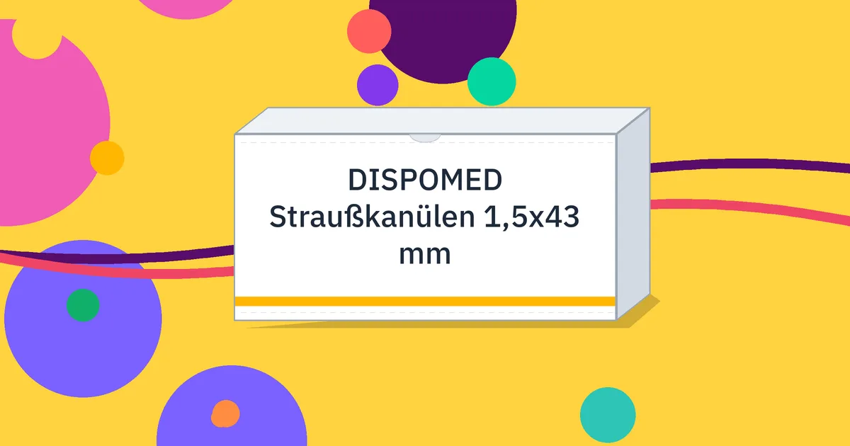 Symbolbild: Packung mit der Aufschrift DISPOMED Straußkanülen 1,5x43 mm (PZN 08485333) – Verfügbarkeit und Bezug in Apotheken in Frankfurt am Main