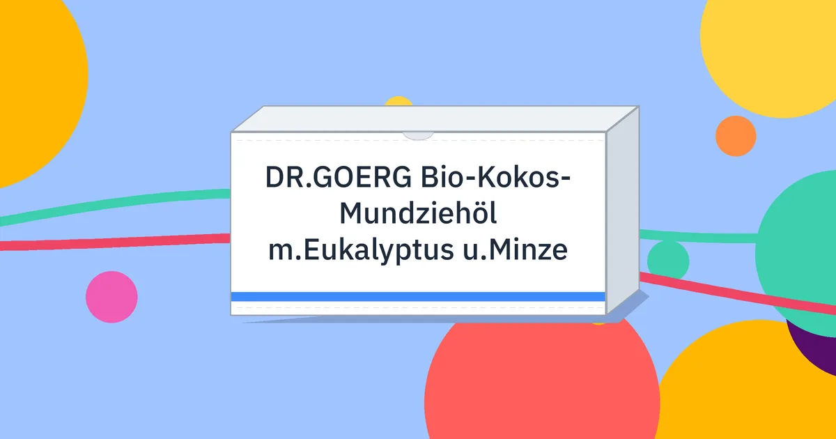 Symbolbild: Packung mit der Aufschrift DR.GOERG Bio-Kokos-Mundziehöl m.Eukalyptus u.Minze (PZN 16667640) – Verfügbarkeit und Bezug in Apotheken in Frankfurt am Main