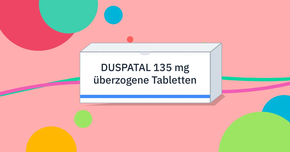 Symbolbild: Packung mit der Aufschrift DUSPATAL 135 mg überzogene Tabletten (PZN 01888074) – Verfügbarkeit und Bezug in Apotheken in Frankfurt am Main