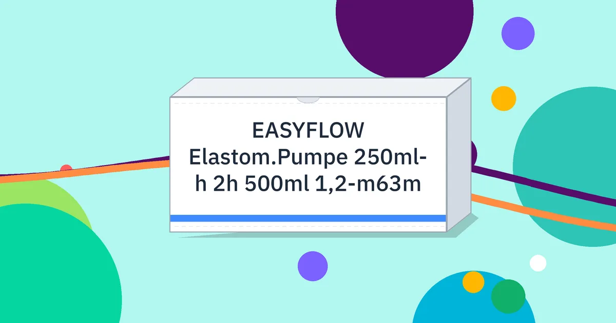 Symbolbild: Packung mit der Aufschrift EASYFLOW Elastom.Pumpe 250ml-h 2h 500ml 1,2-m63m (PZN 19789533) – Verfügbarkeit und Bezug in Apotheken in Frankfurt am Main