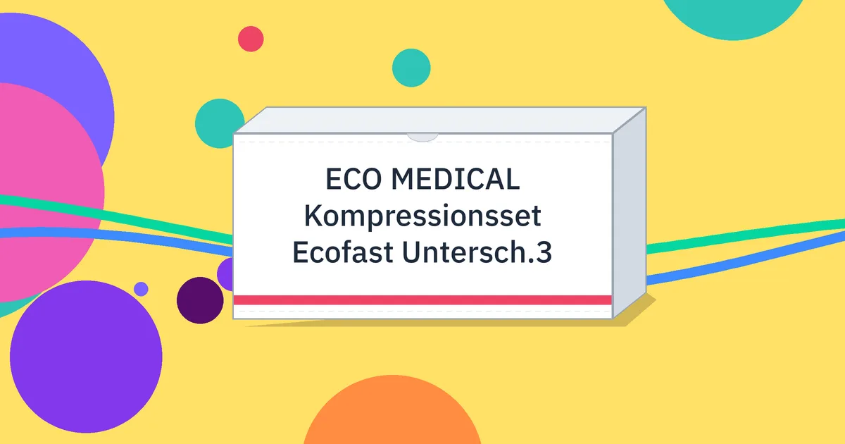 Symbolbild: Packung mit der Aufschrift ECO MEDICAL Kompressionsset Ecofast Untersch.3 (PZN 10555940) – Verfügbarkeit und Bezug in Apotheken in Frankfurt am Main