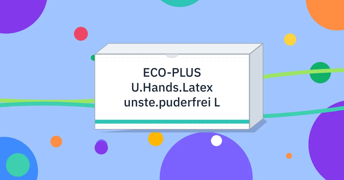 Symbolbild: Packung mit der Aufschrift ECO-PLUS U.Hands.Latex unste.puderfrei L (PZN 15248390) – Verfügbarkeit und Bezug in Apotheken in Frankfurt am Main