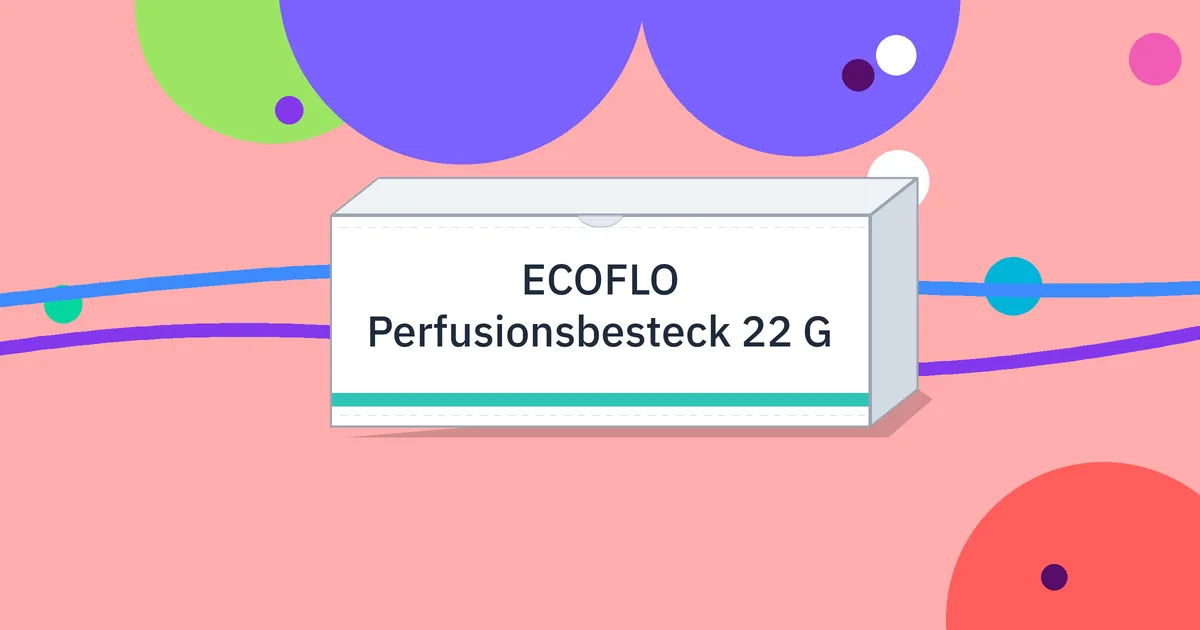 Symbolbild: Packung mit der Aufschrift ECOFLO Perfusionsbesteck 22 G (PZN 07429858) – Verfügbarkeit und Bezug in Apotheken in Frankfurt am Main