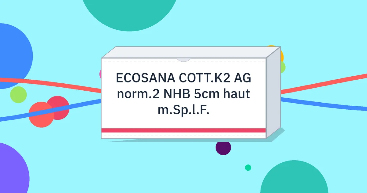 Symbolbild: Packung mit der Aufschrift ECOSANA COTT.K2 AG norm.2 NHB 5cm haut m.Sp.l.F. (PZN 16949137) – Verfügbarkeit und Bezug in Apotheken in Frankfurt am Main