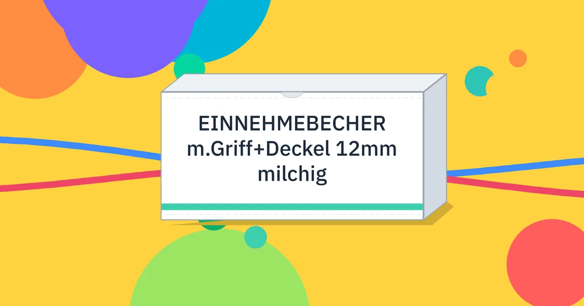 Symbolbild: Packung mit der Aufschrift EINNEHMEBECHER m.Griff+Deckel 12mm milchig (PZN 01350021) – Verfügbarkeit und Bezug in Apotheken in Frankfurt am Main
