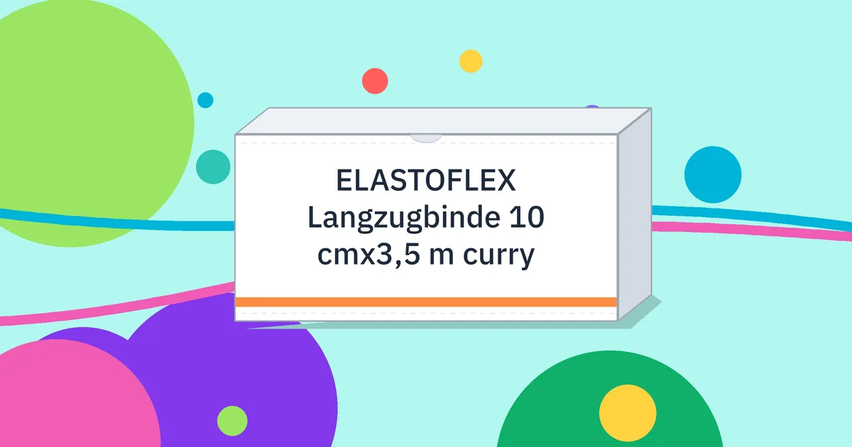 Symbolbild: Packung mit der Aufschrift ELASTOFLEX Langzugbinde 10 cmx3,5 m curry (PZN 17175850) – Verfügbarkeit und Bezug in Apotheken in Frankfurt am Main