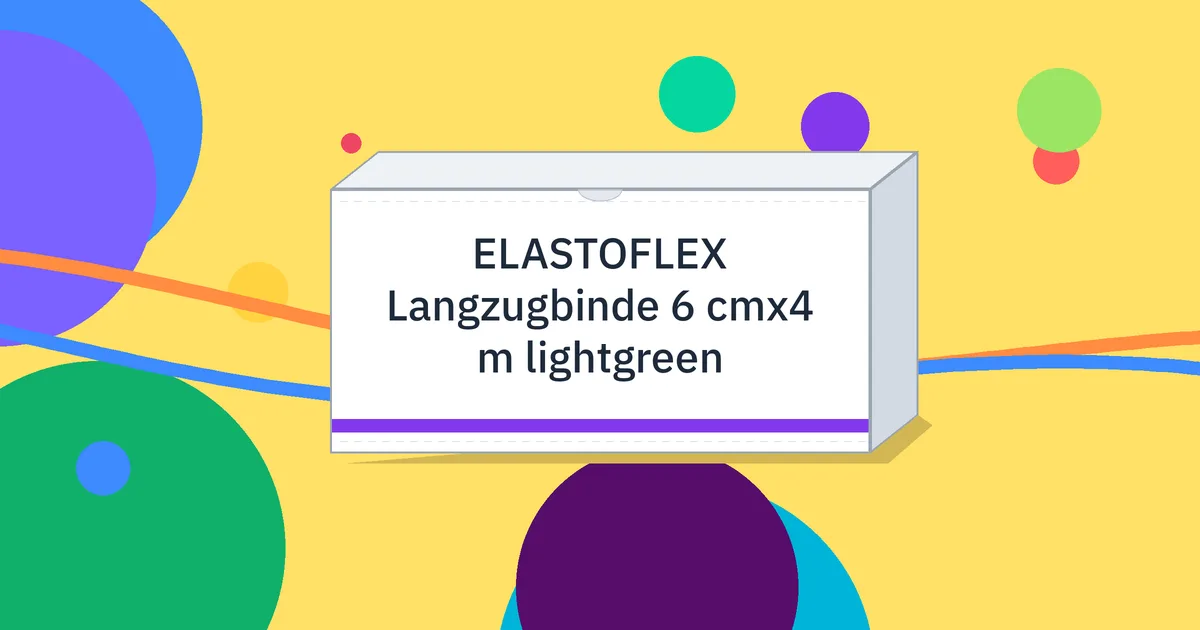 Symbolbild: Packung mit der Aufschrift ELASTOFLEX Langzugbinde 6 cmx4 m lightgreen (PZN 17176105) – Verfügbarkeit und Bezug in Apotheken in Frankfurt am Main