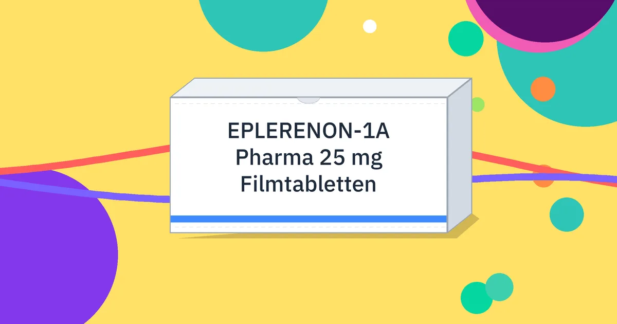 Symbolbild: Packung mit der Aufschrift EPLERENON-1A Pharma 25 mg Filmtabletten (PZN 19470435) – Verfügbarkeit und Bezug in Apotheken in Frankfurt am Main