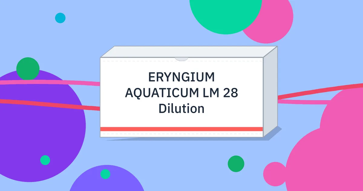 Symbolbild: Packung mit der Aufschrift ERYNGIUM AQUATICUM LM 28 Dilution (PZN 13478743) – Verfügbarkeit und Bezug in Apotheken in Frankfurt am Main
