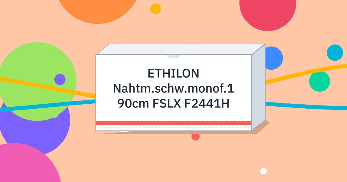Symbolbild: Packung mit der Aufschrift ETHILON Nahtm.schw.monof.1 90cm FSLX F2441H (PZN 16251098) – Verfügbarkeit und Bezug in Apotheken in Frankfurt am Main