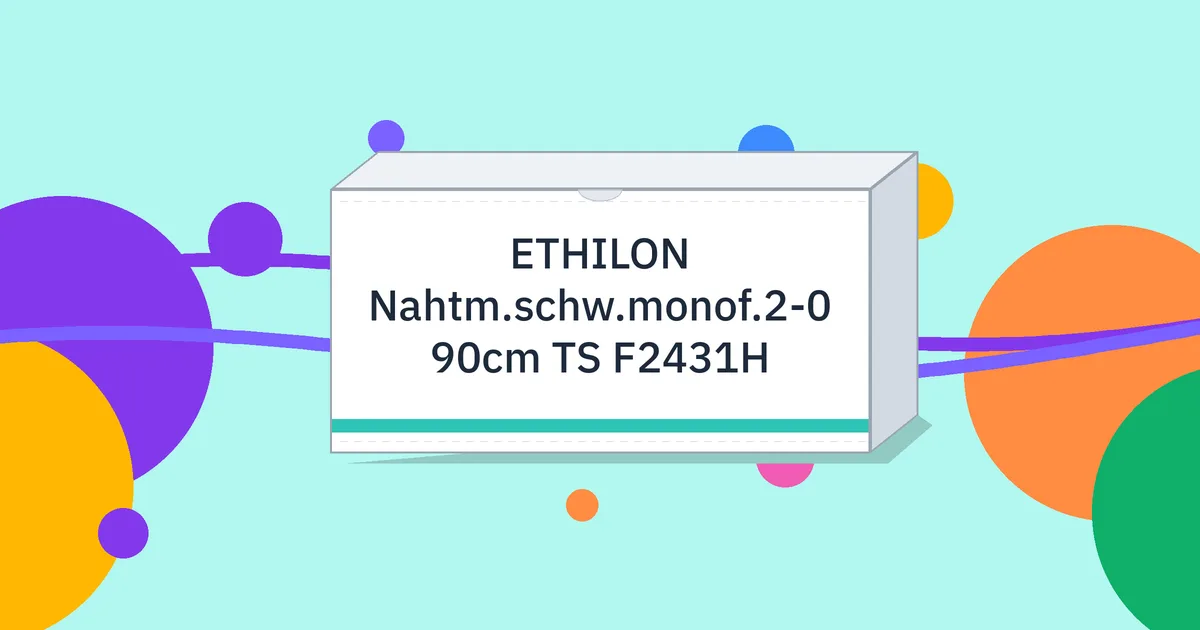 Symbolbild: Packung mit der Aufschrift ETHILON Nahtm.schw.monof.2-0 90cm TS F2431H (PZN 16251299) – Verfügbarkeit und Bezug in Apotheken in Frankfurt am Main