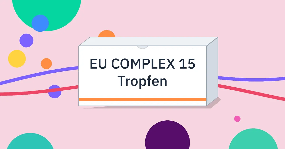 Symbolbild: Packung mit der Aufschrift EU COMPLEX 15 Tropfen (PZN 16785032) – Verfügbarkeit und Bezug in Apotheken in Frankfurt am Main