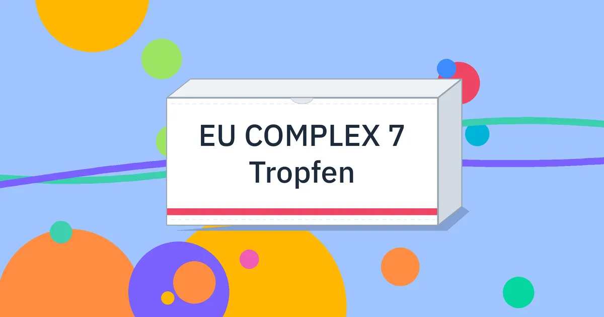 Symbolbild: Packung mit der Aufschrift EU COMPLEX 7 Tropfen (PZN 16784937) – Verfügbarkeit und Bezug in Apotheken in Frankfurt am Main