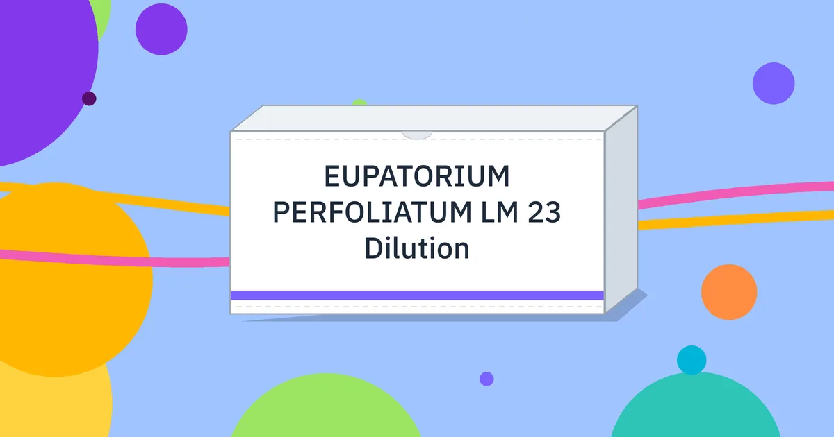 Symbolbild: Packung mit der Aufschrift EUPATORIUM PERFOLIATUM LM 23 Dilution (PZN 12846328) – Verfügbarkeit und Bezug in Apotheken in Frankfurt am Main