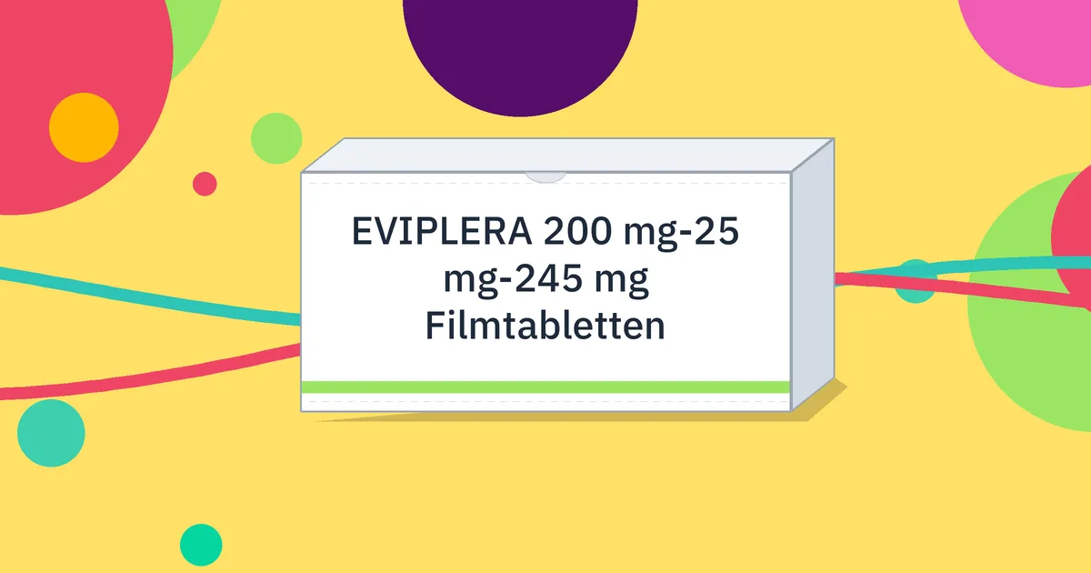 Symbolbild: Packung mit der Aufschrift EVIPLERA 200 mg-25 mg-245 mg Filmtabletten (PZN 12900714) – Verfügbarkeit und Bezug in Apotheken in Frankfurt am Main