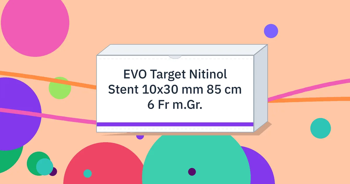 Symbolbild: Packung mit der Aufschrift EVO Target Nitinol Stent 10x30 mm 85 cm 6 Fr m.Gr. (PZN 00101830) – Verfügbarkeit und Bezug in Apotheken in Frankfurt am Main