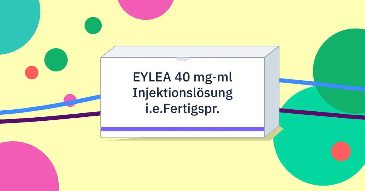 Symbolbild: Packung mit der Aufschrift EYLEA 40 mg-ml Injektionslösung i.e.Fertigspr. (PZN 16774790) – Verfügbarkeit und Bezug in Apotheken in Frankfurt am Main
