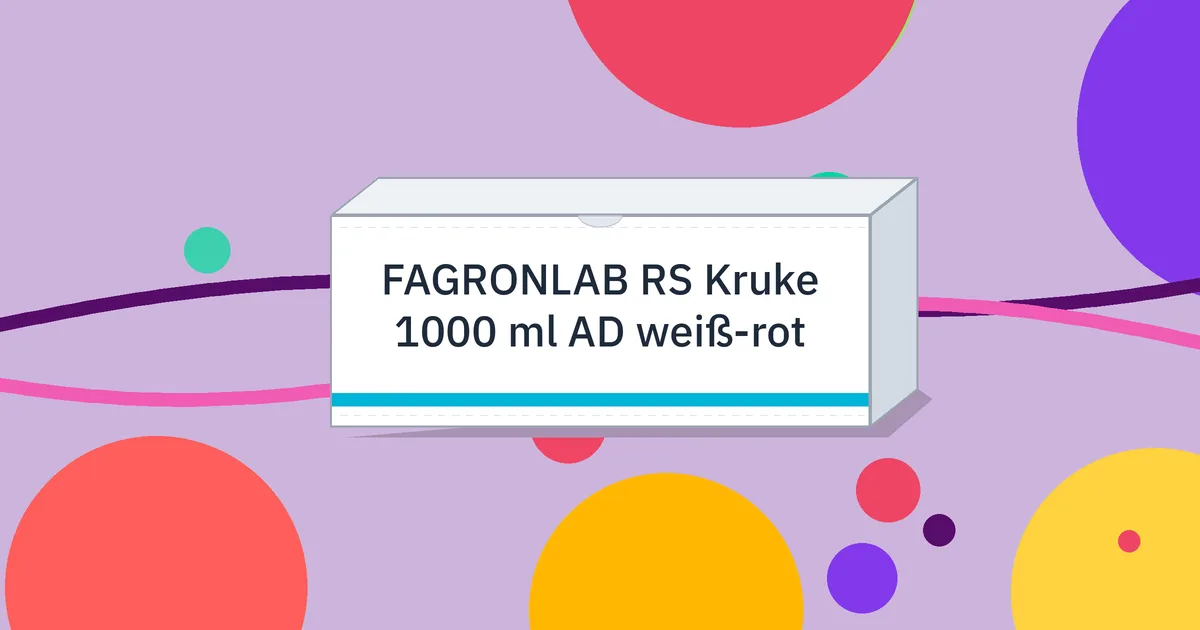 Symbolbild: Packung mit der Aufschrift FAGRONLAB RS Kruke 1000 ml AD weiß-rot (PZN 20362283) – Verfügbarkeit und Bezug in Apotheken in Frankfurt am Main
